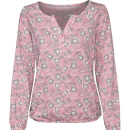 CR&Eacute;ATION L Damen Print-Shirt aus 50% Modal und 50% Baumwolle hortensie-steingrau-bedruckt Gr&ouml;&szlig;e 40