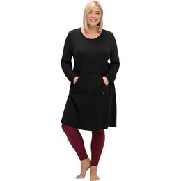 sheego Damen Jerseykleid mit aufgesetzter K&auml;ngurutasche schwarz Gr&ouml;&szlig;e 56/58