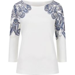 CR&Eacute;ATION L Damen 3/4-Arm-Shirt mit Paisley-Druck ecru-marine-bedruckt Gr&ouml;&szlig;e 36