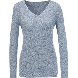 CREATION L PREMIUM Damen V-Ausschnitt-Pullover in Melange-Qualit&auml;t jeansblau-mint-meliert Gr&ouml;&szlig;e 46