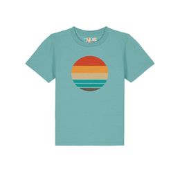 watabout.kids T-Shirt 'Retro Sunset Ocean' Jungen Gr&ouml;&szlig;e 110/116 t&uuml;rkis / orange / blutrot