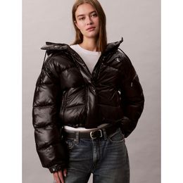 Calvin Klein Jeans Damen Steppjacke &raquo;SHINE PUFFER&laquo; mitKapuze regular fit, mit Kapuze, gl&auml;nzendes Material schwarz M (40)