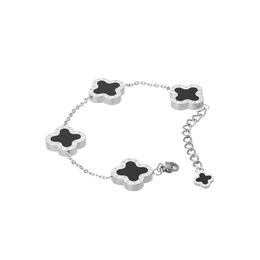 Lenoites Armband 'Four-leaf Clover 16' Damen Gr&ouml;&szlig;e One Size schwarz / silber