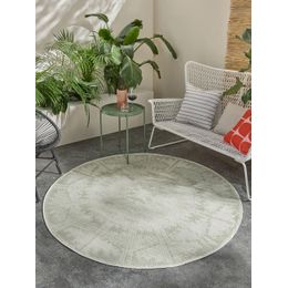 benuta Nest In- & Outdoor-Teppich Rund Bronco Mint &oslash; 160 cm - Teppich f&uuml;r Balkon, Terrasse & Garten
