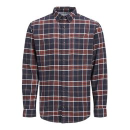 Jack & Jones Jack & Jones Hemd 'Joshua Buffalo' Herren Gr&ouml;&szlig;e M marine / orange / wei&szlig;