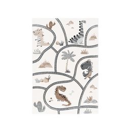 Pergamon Kinder Teppich Maui Kids Dino Stra&szlig;enteppich in Beige | Gr.: 120 x 170 cm