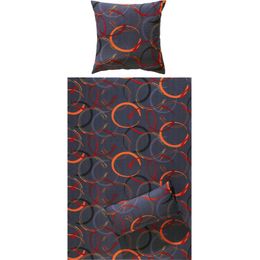 Erwin M&uuml;ller Erwin M&uuml;ller Seersucker Bettw&auml;sche in anthrazit-orange | Gr.: 155 x 220 + 80 x 80 cm