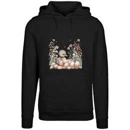 F4NT4STIC Hoodie Ente Ostereier Blumen K&uuml;ken in schwarz | Gr.: L