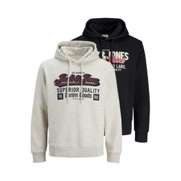 Jack & Jones Jack & Jones Sweatshirt / Hoodie Logo in Schwarz / hellgrau | Gr.: XL