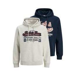 Jack & Jones Jack & Jones Sweatshirt / Hoodie Logo in Dunkelblau / hellgrau | Gr.: XL