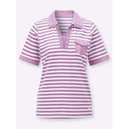 WITT WEIDEN Poloshirt in orchidee-wei&szlig;-geringelt | Gr.: 36