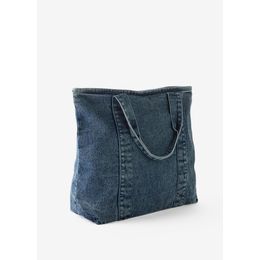 bonprix Shopper aus Denim, blau, Gr.35x45 cm, L&auml;ssiger Shopper im trendy Denim-Look mit viel Stauraum, aus Vegan