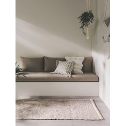 benuta Pure Kurzflor Teppich aus recyceltem Material Kiah Cream/Taupe 70x200 cm - Moderner Kurzflor-Teppich f&uuml;r Wohnzimmer