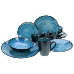 Creatable Kombiservice Capri, Blau, Dunkelblau, Keramik, 16-teilig, 300 ml,300 ml, Essen & Trinken, Geschirr, Geschirr-Sets, Kombiservice