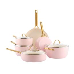 Greenpan Kochtopfset Padova Reserve, Wei&szlig;, Gold, Pink, Metall, Glas, 6-teilig, 0 L, rund, PFAS-frei, Kochen, T&ouml;pfe, Topfsets