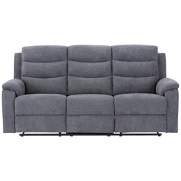 P & B 3-Sitzer-Sofa, Grau, Textil, 208x102x93 cm, motorische Relaxfunktion, USB-Anschluss, Wohnzimmer, Sofas & Couches, Sofas, 3-Sitzer Sofas