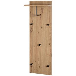 Garderobenpaneel, Schwarz, Eiche, Metall, Holzwerkstoff, 30x100x20 cm, Aufh&auml;ngem&ouml;glichkeit, Garderobe, Garderobenpaneele, Garderobenpaneele