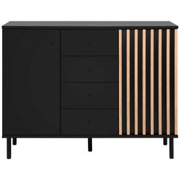 Livetastic Kommode, Schwarz, Eiche Artisan, Metall, 1 F&auml;cher, 4 Schublade(n) Schubladen, 118x90x40 cm, Wohnzimmer, Kommoden & Sideboards, Kommoden