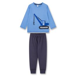 Sanetta Schlafanzug 'Bagger' Jungen Gr&ouml;&szlig;e 116 blau / schwarz / wei&szlig;
