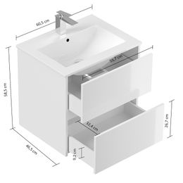 Posseik Badm&ouml;bel Limes & Waschtisch 60cm 2 Greifraum SoftClose Ausz&uuml;ge wei&szlig; Hgl