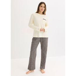 bonprix Pyjama aus weicher Baumwolle, beige, 100% Baumwolle