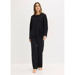 bonprix Pyjama aus weicher Baumwolle, schwarz, 100% Baumwolle
