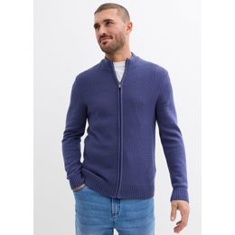 bonprix Feinstrickjacke aus reiner Baumwolle, blau, 100% Baumwolle