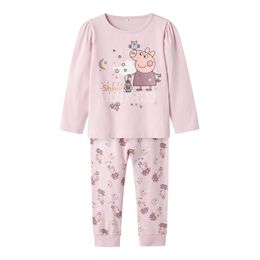 name it Schlafanzug 'NMFDyris Peppa' M&auml;dchen Gr&ouml;&szlig;e 98/104 flieder / mauve / rosa / wei&szlig;