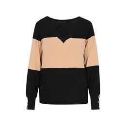 Sanika Pullover Damen Gr&ouml;&szlig;e S beige / schwarz