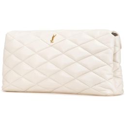 SAINT LAURENT Clutches - Large Quilted Lambskin Sade Clutch - Gr. unisize - in Wei&szlig; - f&uuml;r Damen