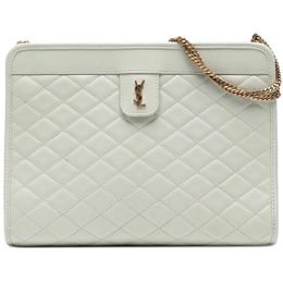 SAINT LAURENT Hobo Bags - Quilted Lambskin Monogram Baby Victoire Clutch on - Gr. unisize - in Wei&szlig; - f&uuml;r Damen