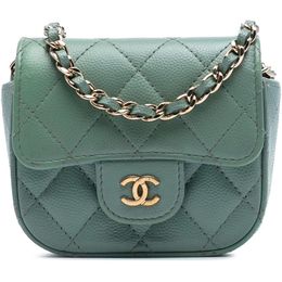 Chanel Hobo Bags - Micro Mini Classic Caviar Single Flap - Gr. unisize - in Gr&uuml;n - f&uuml;r Damen