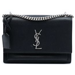 SAINT LAURENT Hobo Bags - Medium Grained Calfskin Monogram Sunset Crossbody - Gr. unisize - in Schwarz - f&uuml;r Damen