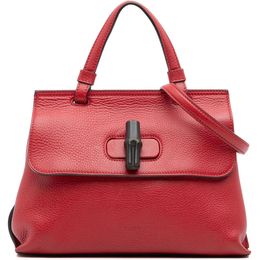 Gucci Hobo Bags - Small Leather Bamboo Daily Satchel - Gr. unisize - in Rot - f&uuml;r Damen