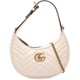 Gucci Hobo Bags - Mini GG Marmont Half Moon Bag - Gr. unisize - in Wei&szlig; - f&uuml;r Damen