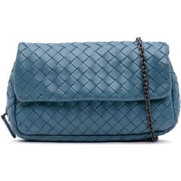 Bottega Veneta Hobo Bags - Mini Nappa Intrecciato Expandable Chain Crossbody - Gr. unisize - in Blau - f&uuml;r Damen