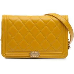 Chanel Hobo Bags - Quilted Lambskin Boy Wallet On Chain - Gr. unisize - in Gelb - f&uuml;r Damen