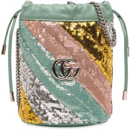 Gucci Hobo Bags - Small GG Marmont Sequined Diagonal Matelasse Leath - Gr. unisize - in Gr&uuml;n - f&uuml;r Damen