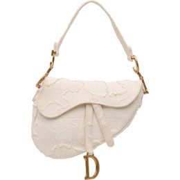 Christian Dior Hobo Bags - Mini Canvas Embroidered Camouflage Saddle Bag - Gr. unisize - in Wei&szlig; - f&uuml;r Damen