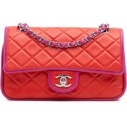 Chanel Hobo Bags - Medium Classic Bicolor Lambskin Double Flap - Gr. unisize - in Rot - f&uuml;r Damen