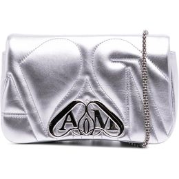 Alexander McQueen Hobo Bags - Mini Lambskin The Seal Chain Crossbody - Gr. unisize - in Silber - f&uuml;r Damen