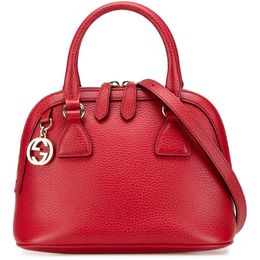 Gucci Hobo Bags - Mini Leather GG Charm Dome Satchel - Gr. unisize - in Rot - f&uuml;r Damen