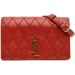 SAINT LAURENT Hobo Bags - Diamond Quilted Lambskin Angie Chain Bag - Gr. unisize - in Rot - f&uuml;r Damen