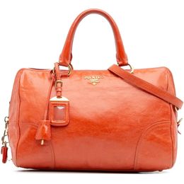 Prada Hobo Bags - Vitello Shine Bauletto Satchel - Gr. unisize - in Orange - f&uuml;r Damen