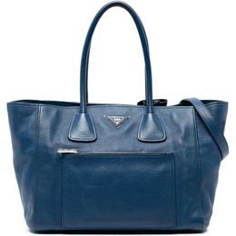 Prada Hobo Bags - Vitello Daino Front Pocket Open Convertible Tote - Gr. unisize - in Blau - f&uuml;r Damen