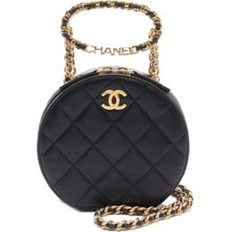 Chanel Hobo Bags - Quilted Lambskin Oval Logo Chain Top Handle Round - Gr. unisize - in Schwarz - f&uuml;r Damen