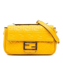 Fendi Hobo Bags - Zucca Embossed Leather Chain Midi Baguette - Gr. unisize - in Gelb - f&uuml;r Damen