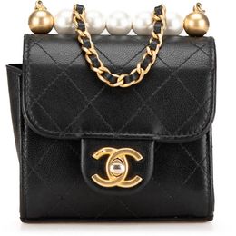 Chanel Hobo Bags - Mini Goatskin Chic Pearls Clutch On Chain - Gr. unisize - in Schwarz - f&uuml;r Damen