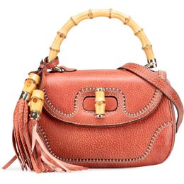 Gucci Hobo Bags - Small Leather New Bamboo Satchel - Gr. unisize - in Rot - f&uuml;r Damen