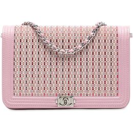 Chanel Hobo Bags - Calfskin Crystal Studded Boy Wallet on Chain - Gr. unisize - in Gold - f&uuml;r Damen